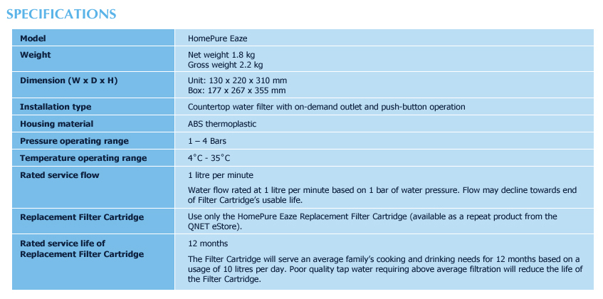 HomePure Eaze Water Filtration System